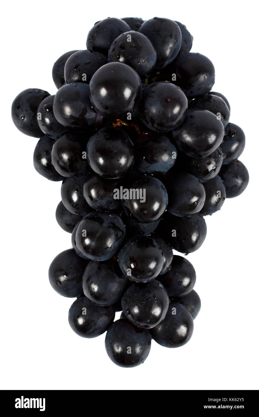Bunch of black grapes isolated on white background Stock Photo - Alamy