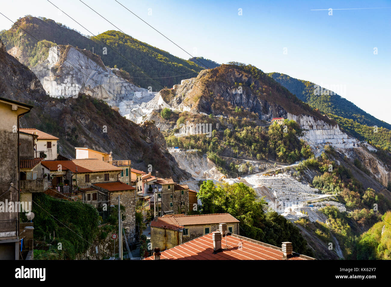 Europe. Italy. Tuscany. Carrara. The white marble quarries around the ...