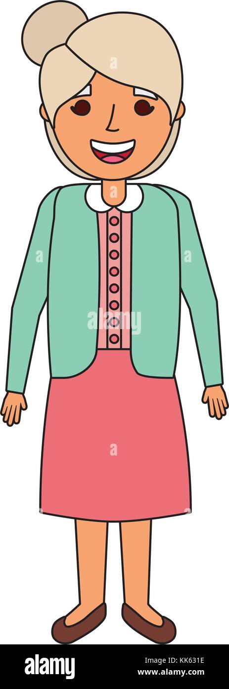 elderly woman grandmother character happy expression Stock Vector Image ...