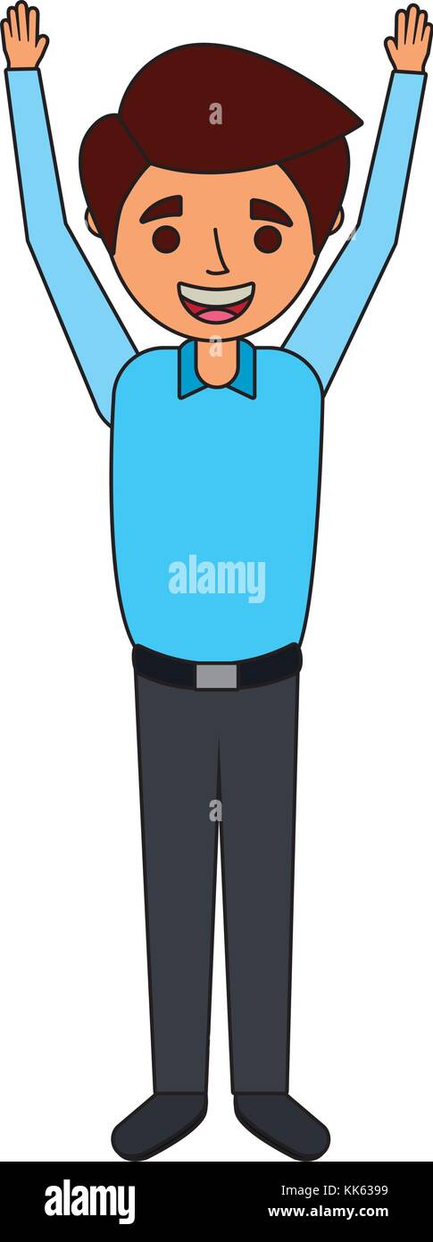 young man happy raising arms smiling Stock Vector Image & Art - Alamy