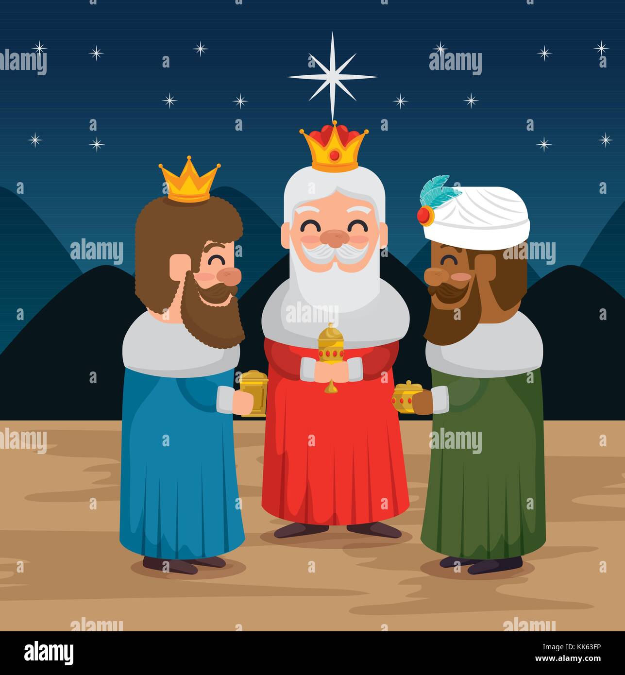 the three magic kings of orient cartoons Stock Vector Image & Art - Alamy