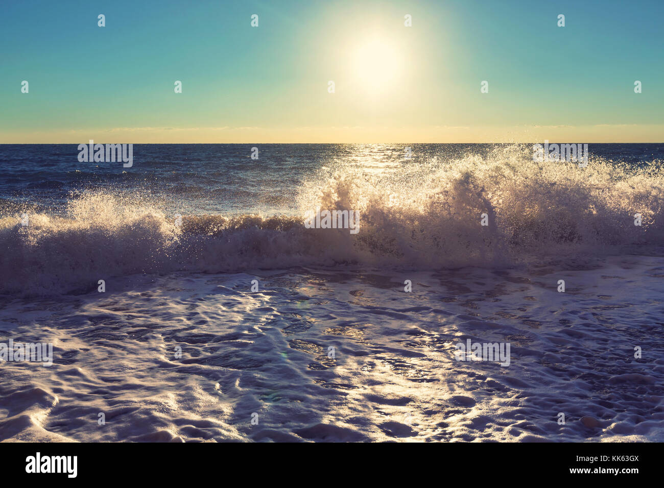 The wave on the beach Stock Photo - Alamy
