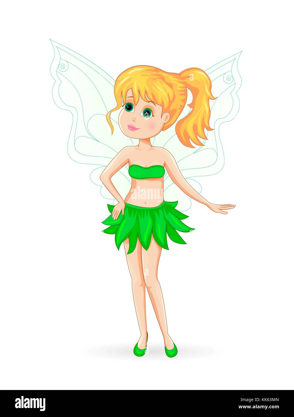 Forest green fairy.Green fairy. Cute fairy on a white background Stock ...