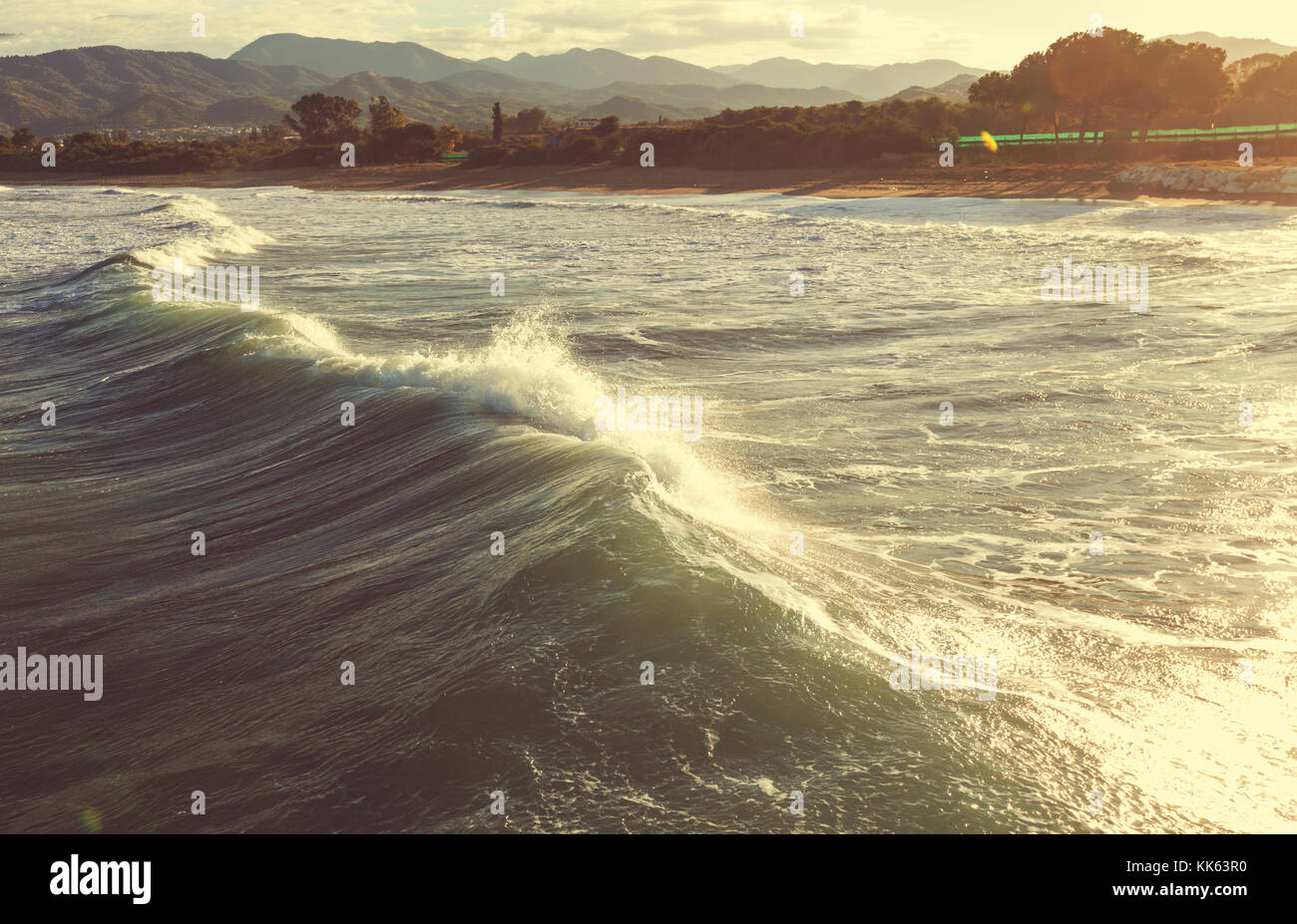 Waves in Cyprus Stock Photo - Alamy