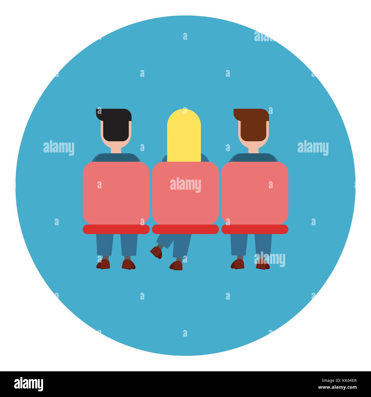 People Waiting For Interview Icon Workers Sitting In Line Back View Web ...