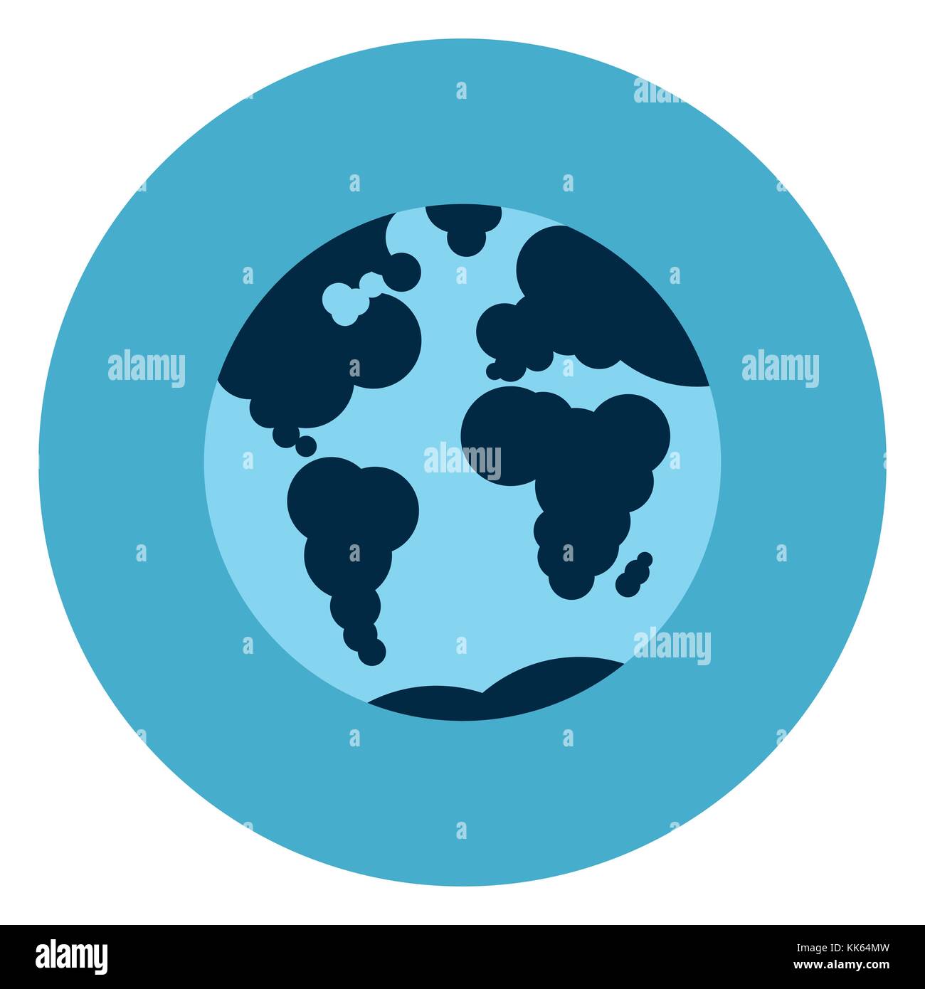 Earth Globe With Map Icon Web Button On Round Blue Background Stock ...
