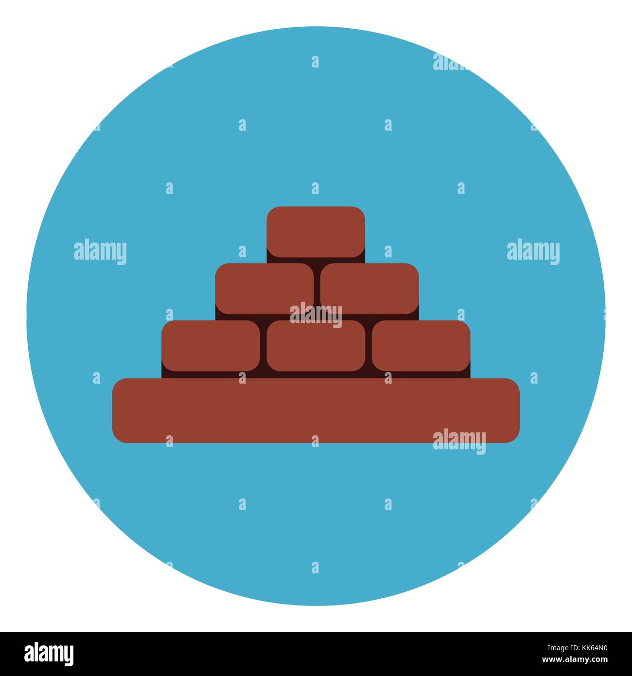Heap Of Brick Blocks Icon Web Button On Round Blue Background Stock ...