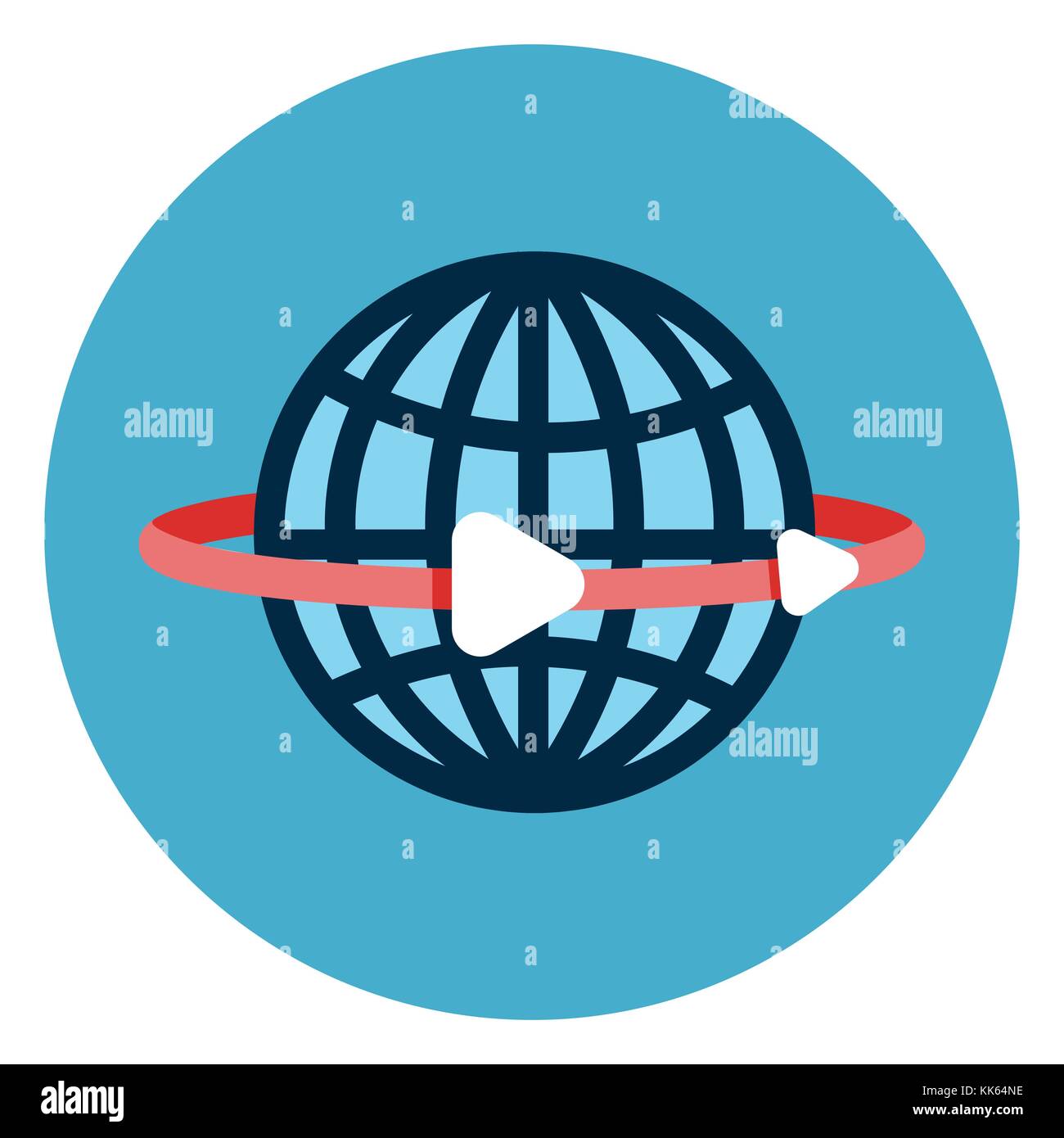 Earth Globe With Lines Icon Web Button On Round Blue Background Stock ...