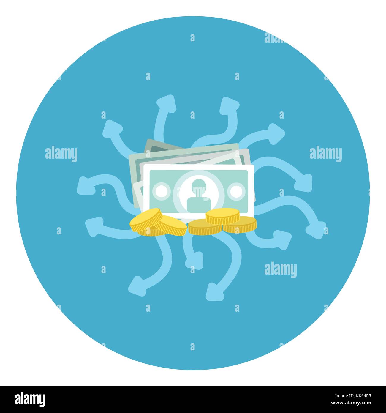 Money With Arrows Icon Investment Concept Web Button On Round Blue ...