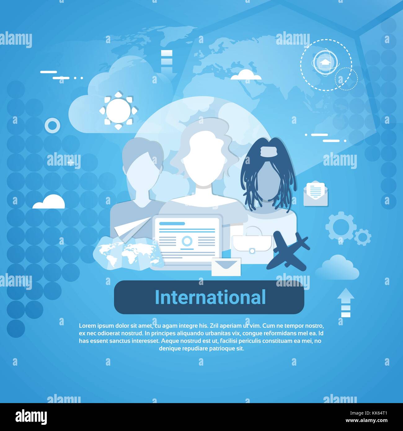 International Social Media Communication Web Banner With Copy Space On ...