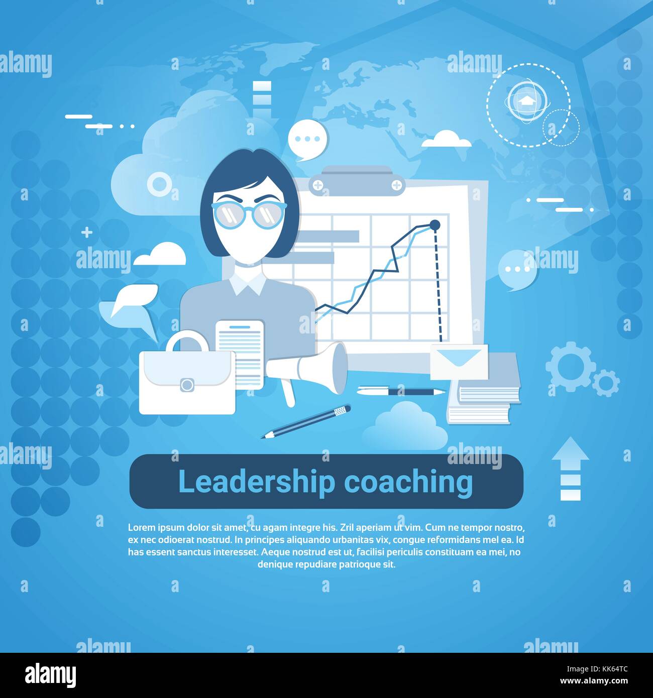 Leadership Coaching Web Banner With Copy Space On Blue Background Stock ...