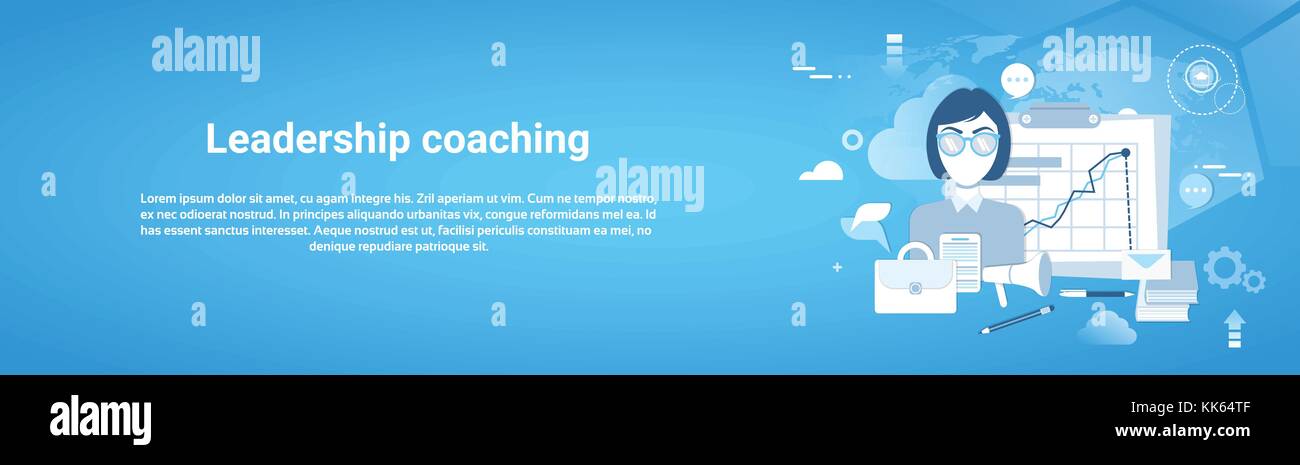 Leadership Coaching Web Horizontal Banner With Copy Space On Blue ...