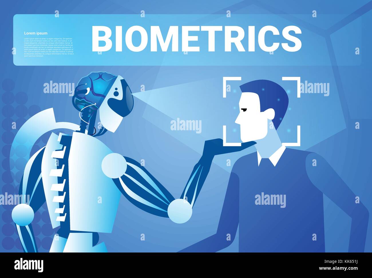 Robot Scanning Man Face Biometric Identification Access Control Technology Recognition System ...