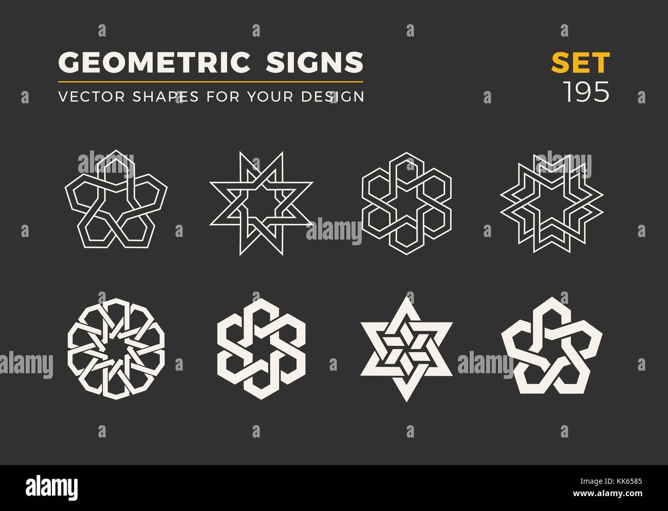 Set of eight minimalistic trendy shapes. Stylish vector logo emblems ...