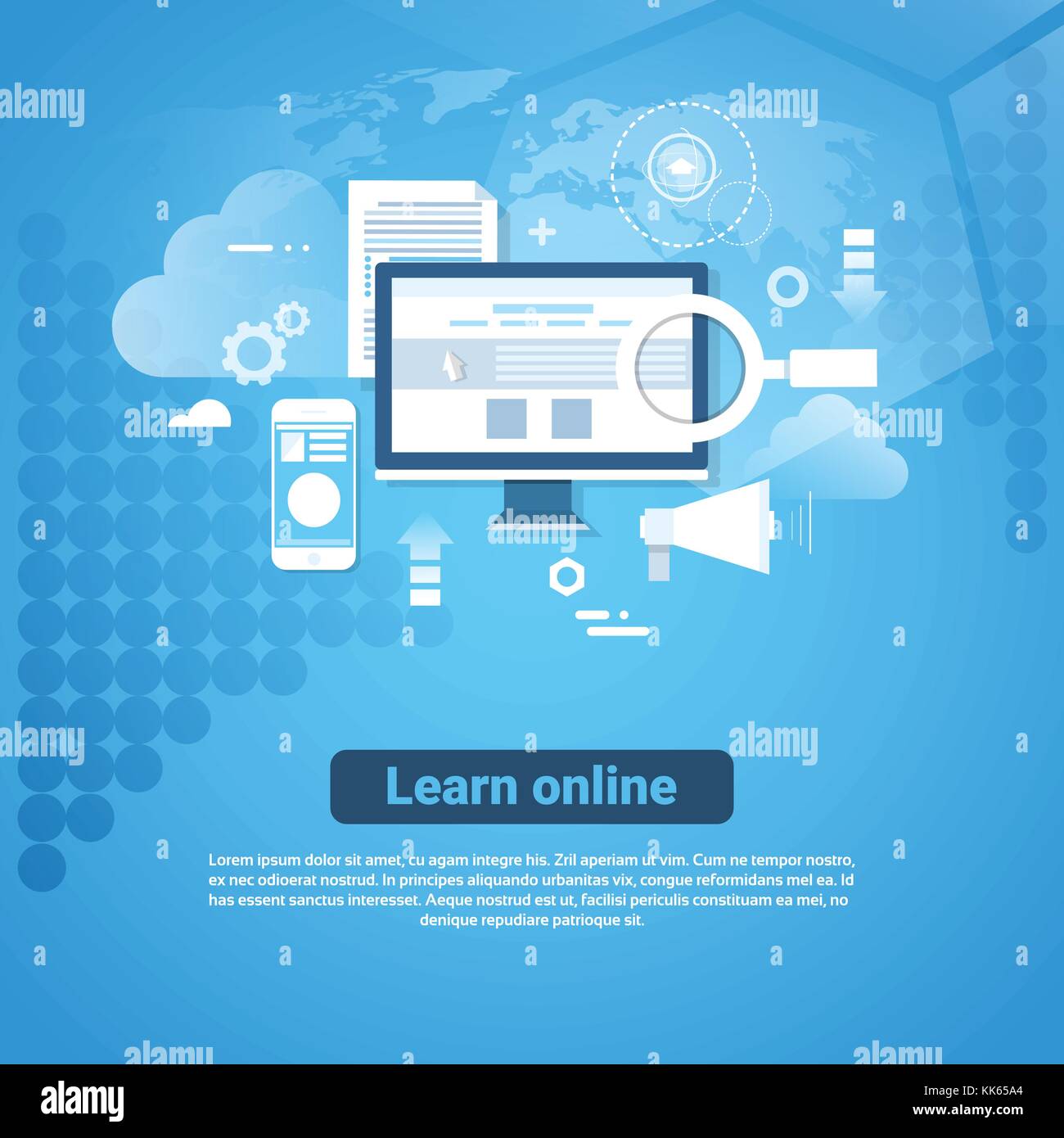 Learn Online Template Web Banner With Copy Space Distant Education Concept Stock Vector Image ...