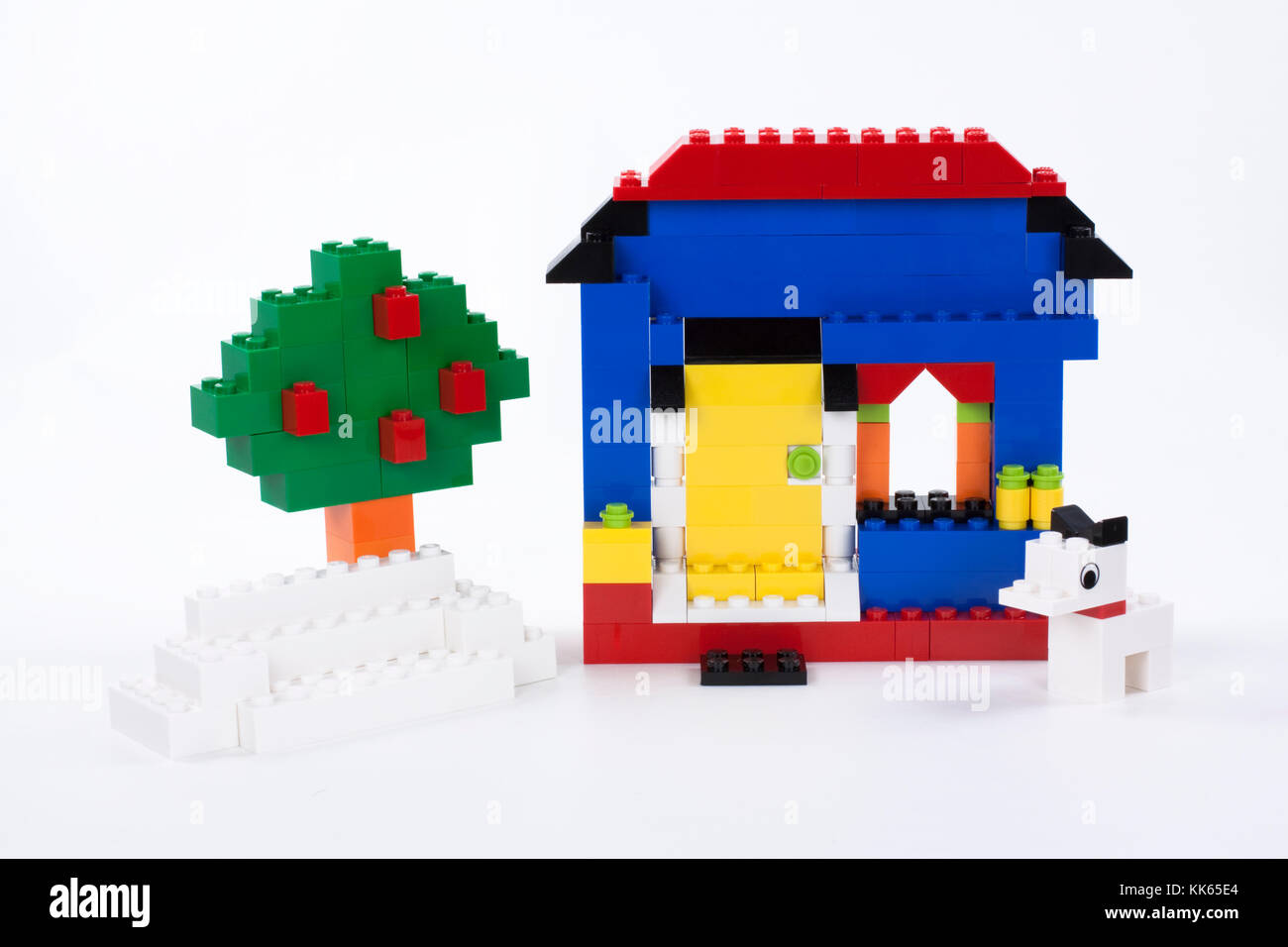 House made by plastic blocks isolated on white background Stock Photo ...