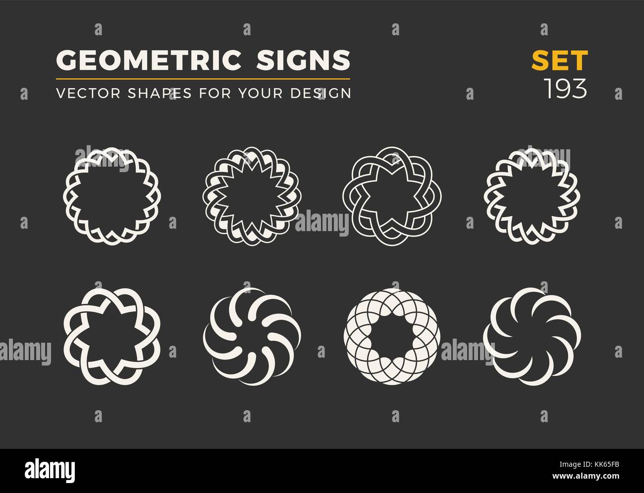 Set of eight minimalistic trendy shapes. Stylish vector logo emblems ...