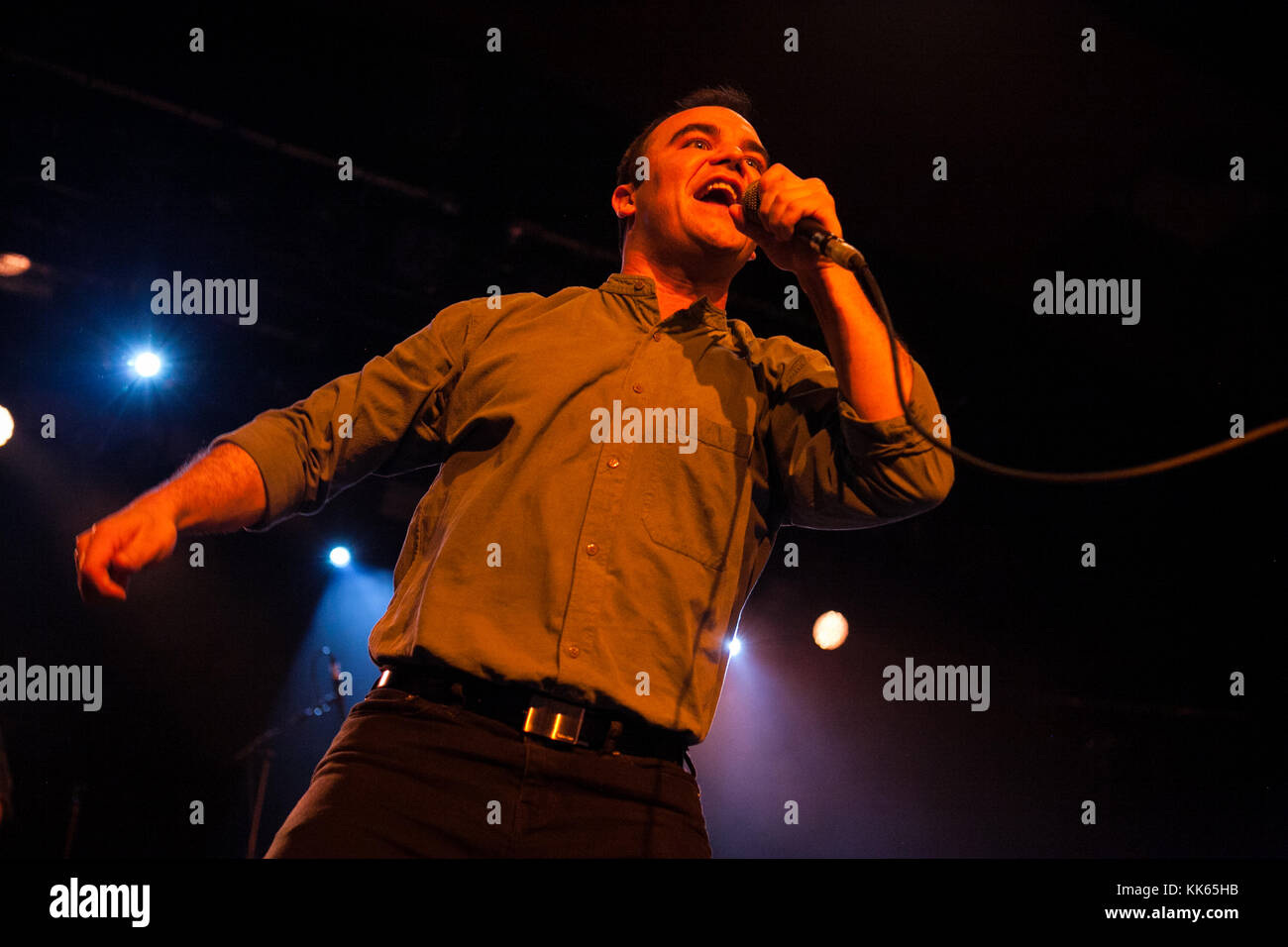 The American synthpop band Future Islands performs a live concert at ...