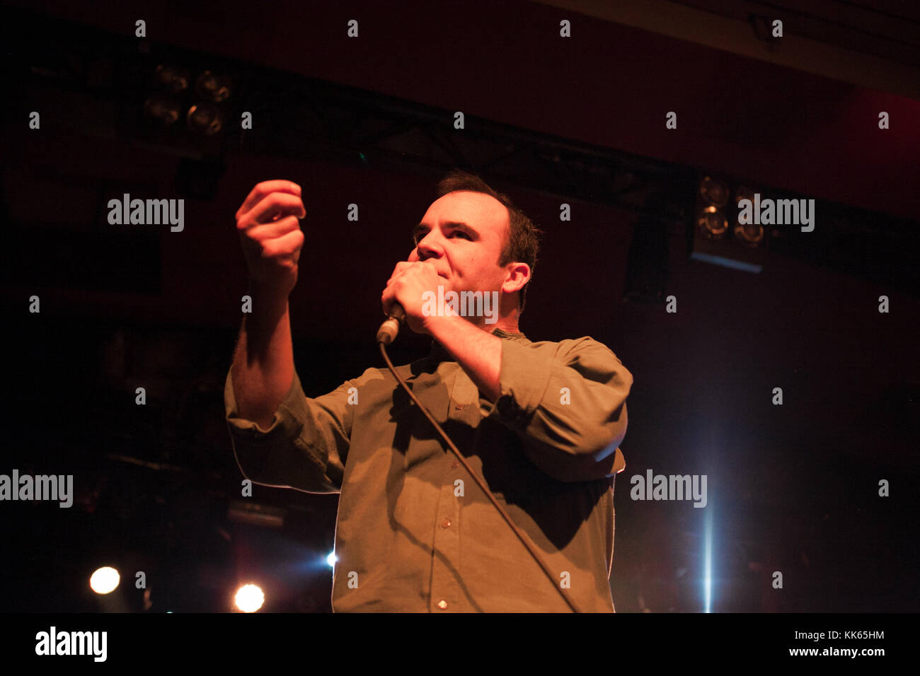 The American synthpop band Future Islands performs a live concert at ...