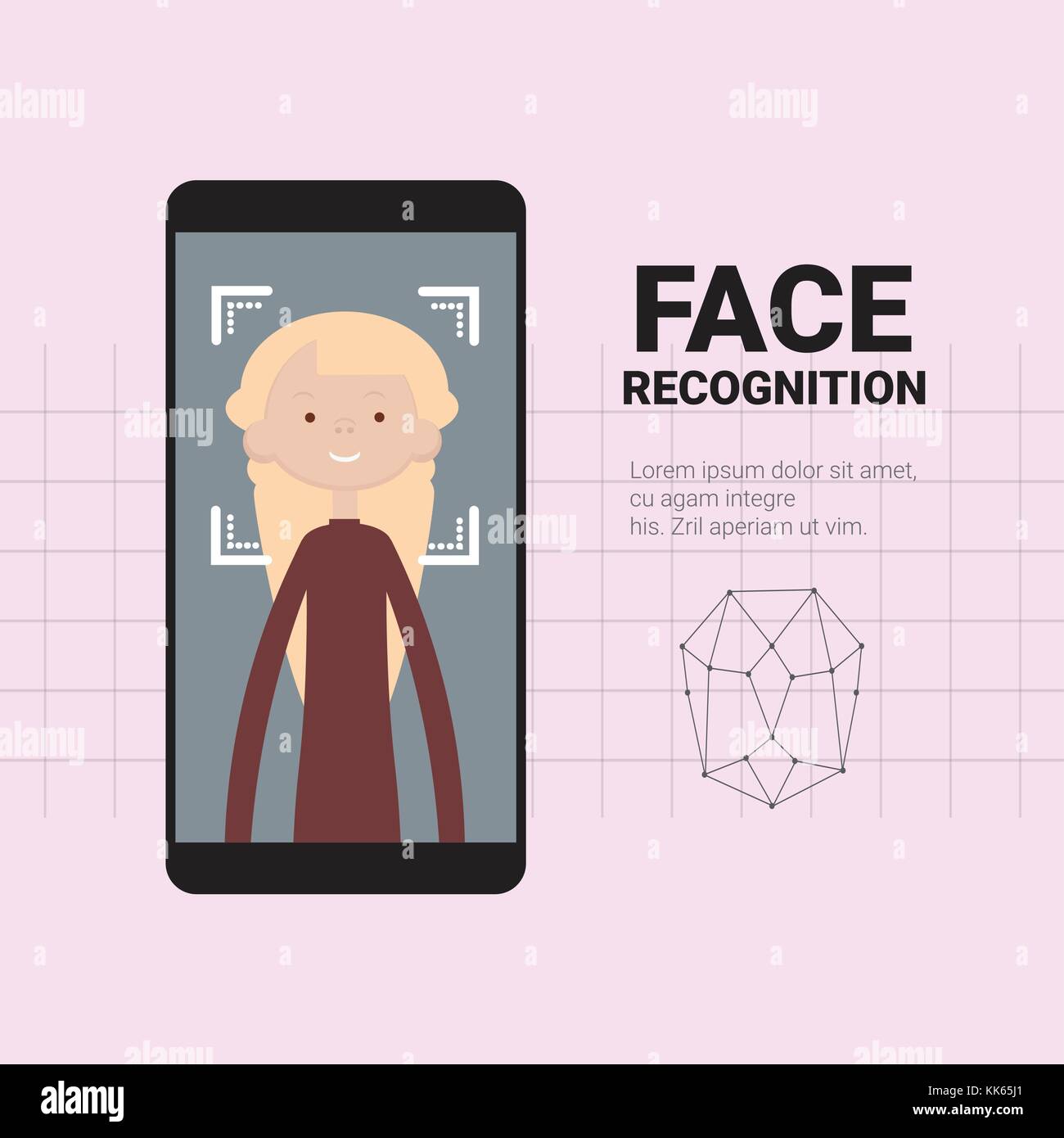 Smart Phone Scanning Woman Face Modern Recognition System Access ...