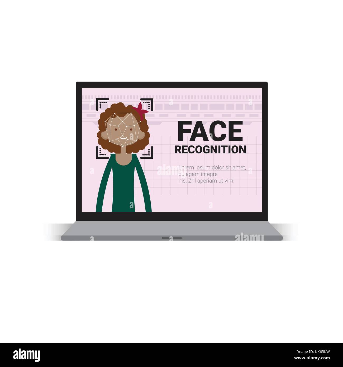 Laptop Computer Scanning User Female Face Identification Technology ...