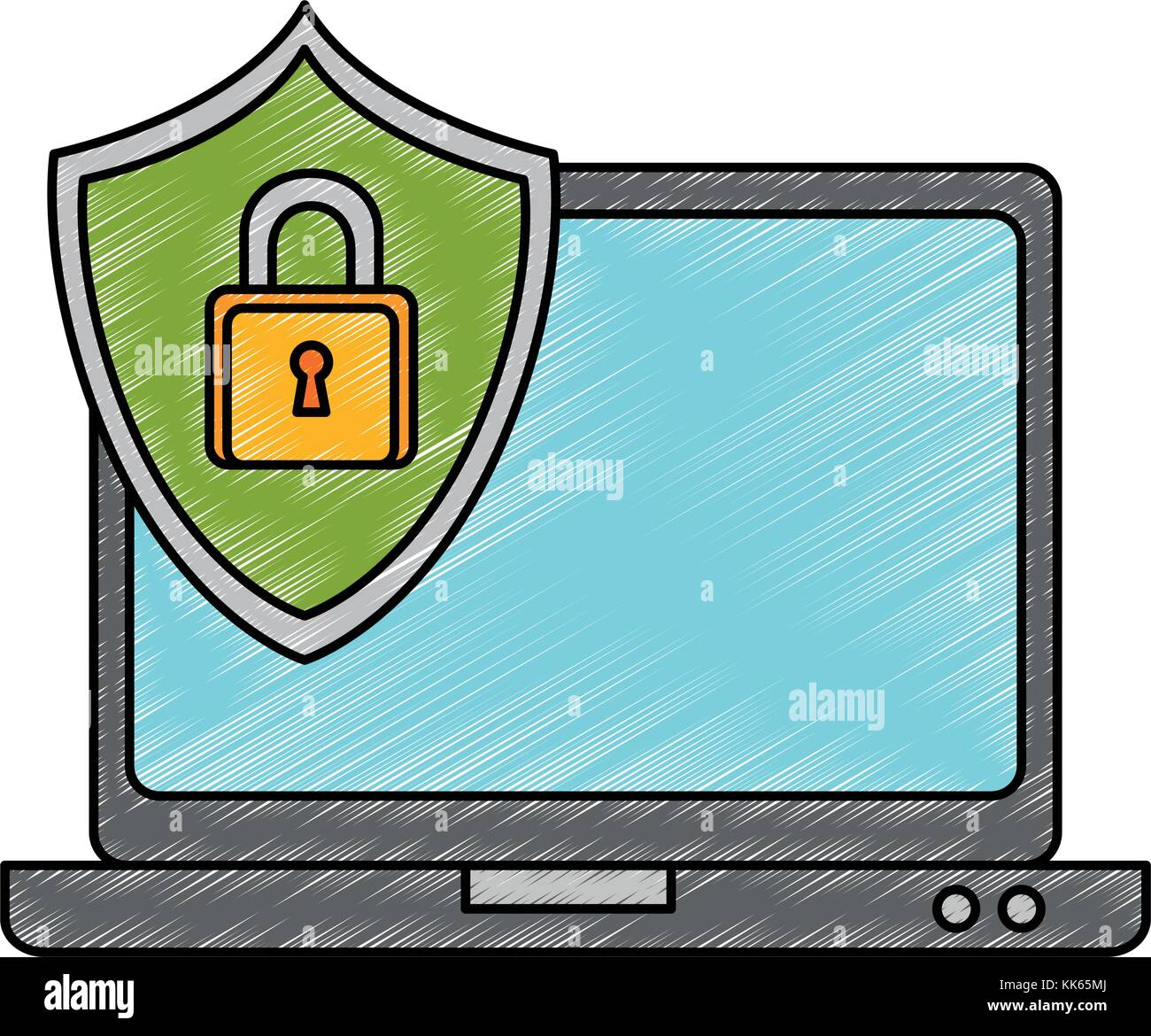 Laptop padlock shield Stock Vector Images - Alamy