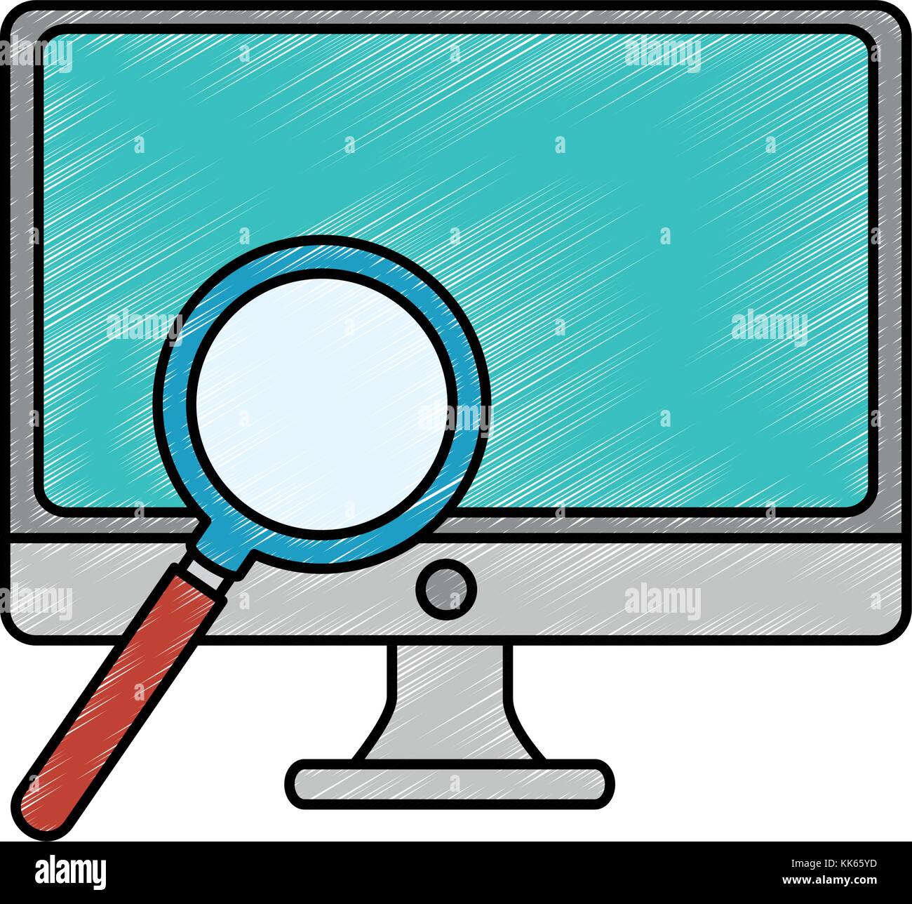 monitor computer with magnifying glass Stock Vector Image & Art - Alamy