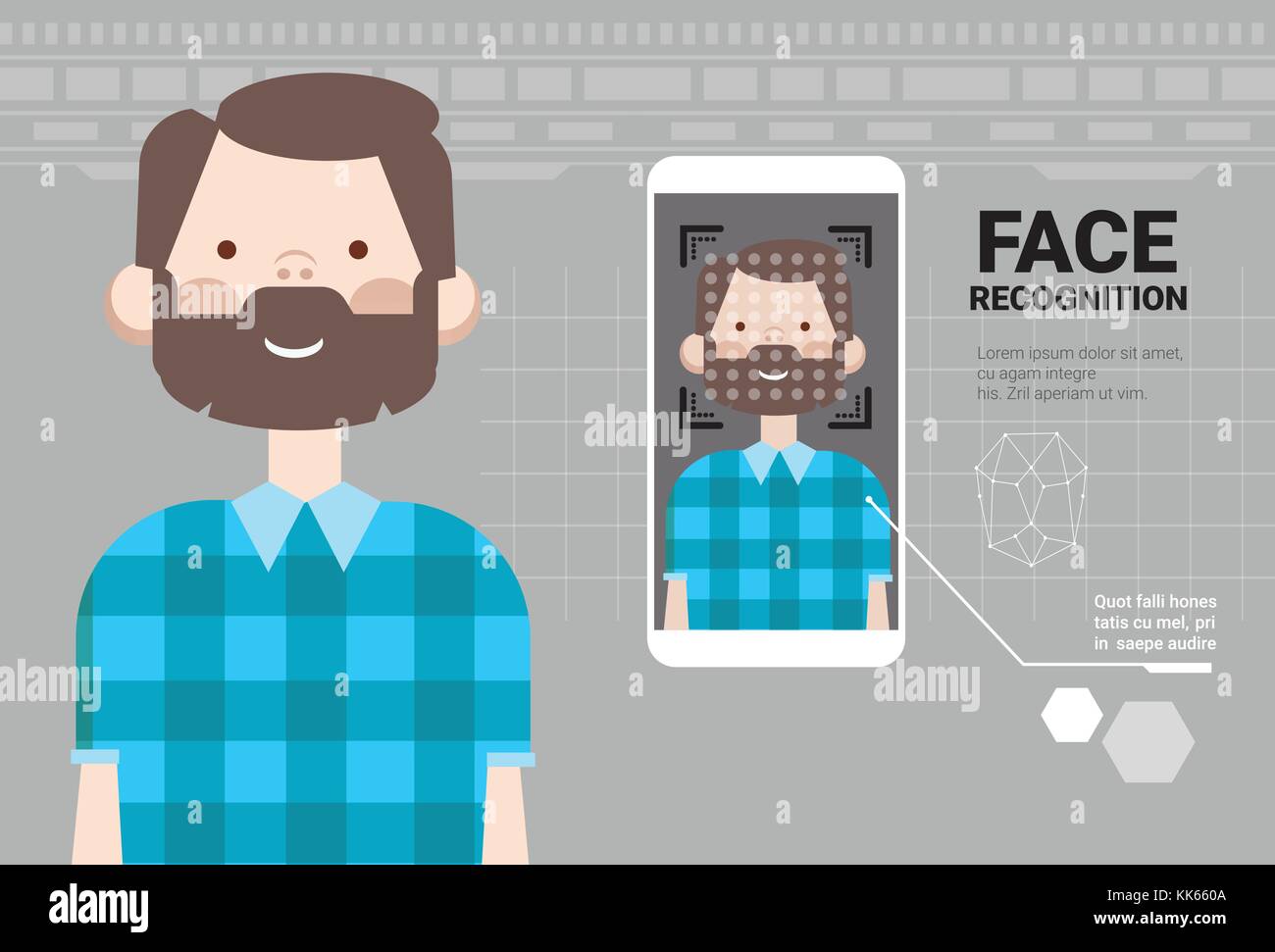 Smart Phone Scanning Man Face Modern Identification System Modern ...