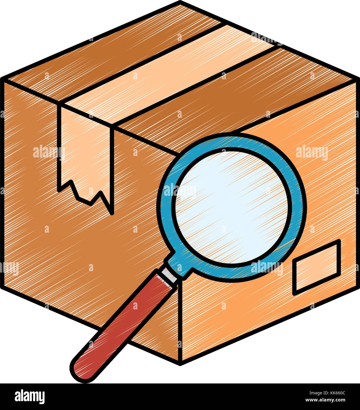 carton box with magnifying glass Stock Vector Image & Art - Alamy