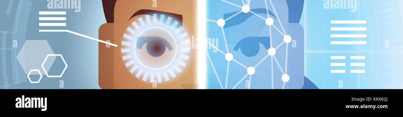 Eye Retina Scanning Horizontal Banner Biometric Identification System ...