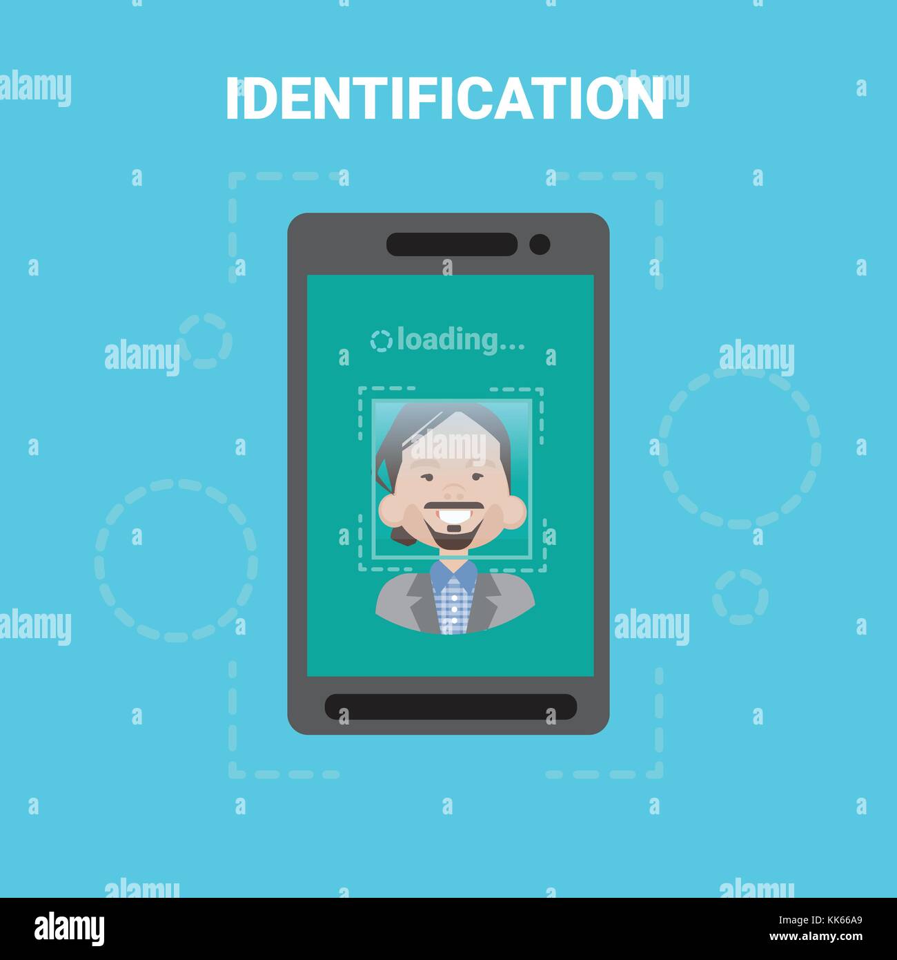 Smart Phone Loading Face Identification System Scanning Male User ...