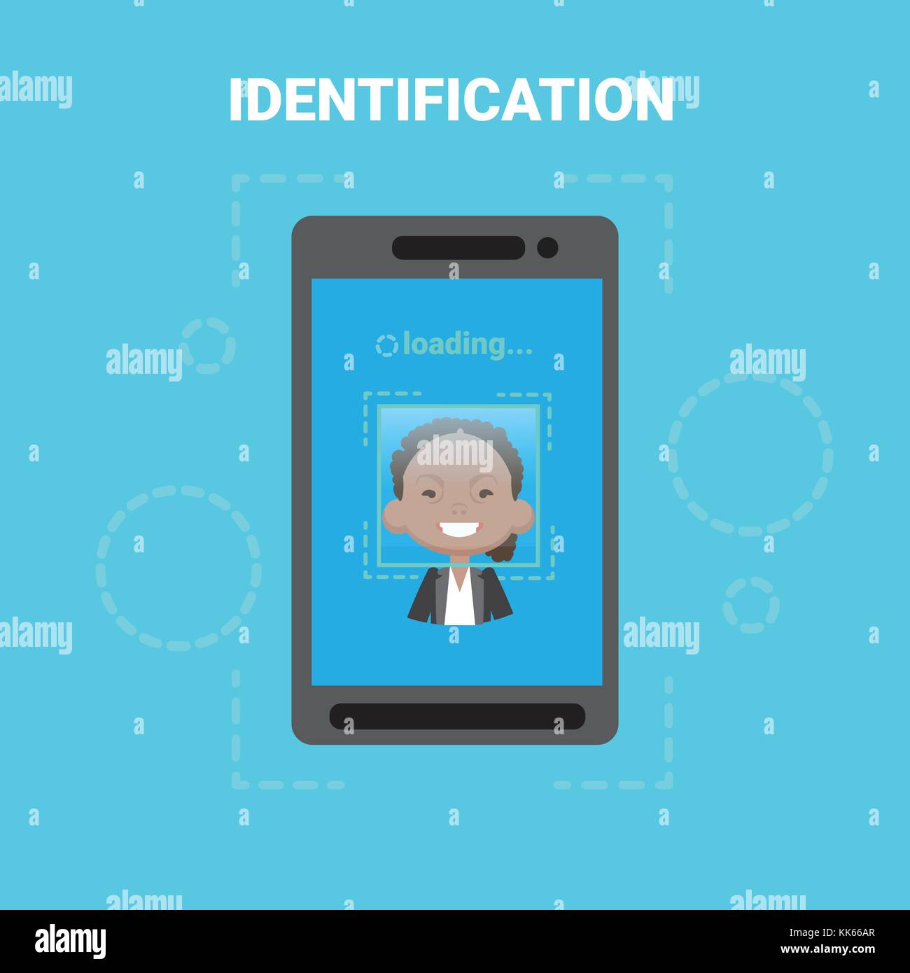 Smart Phone Loading Face Identification System Scanning African ...