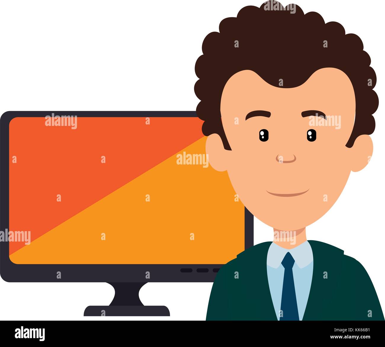 businessman with monitor computer Stock Vector Image & Art - Alamy
