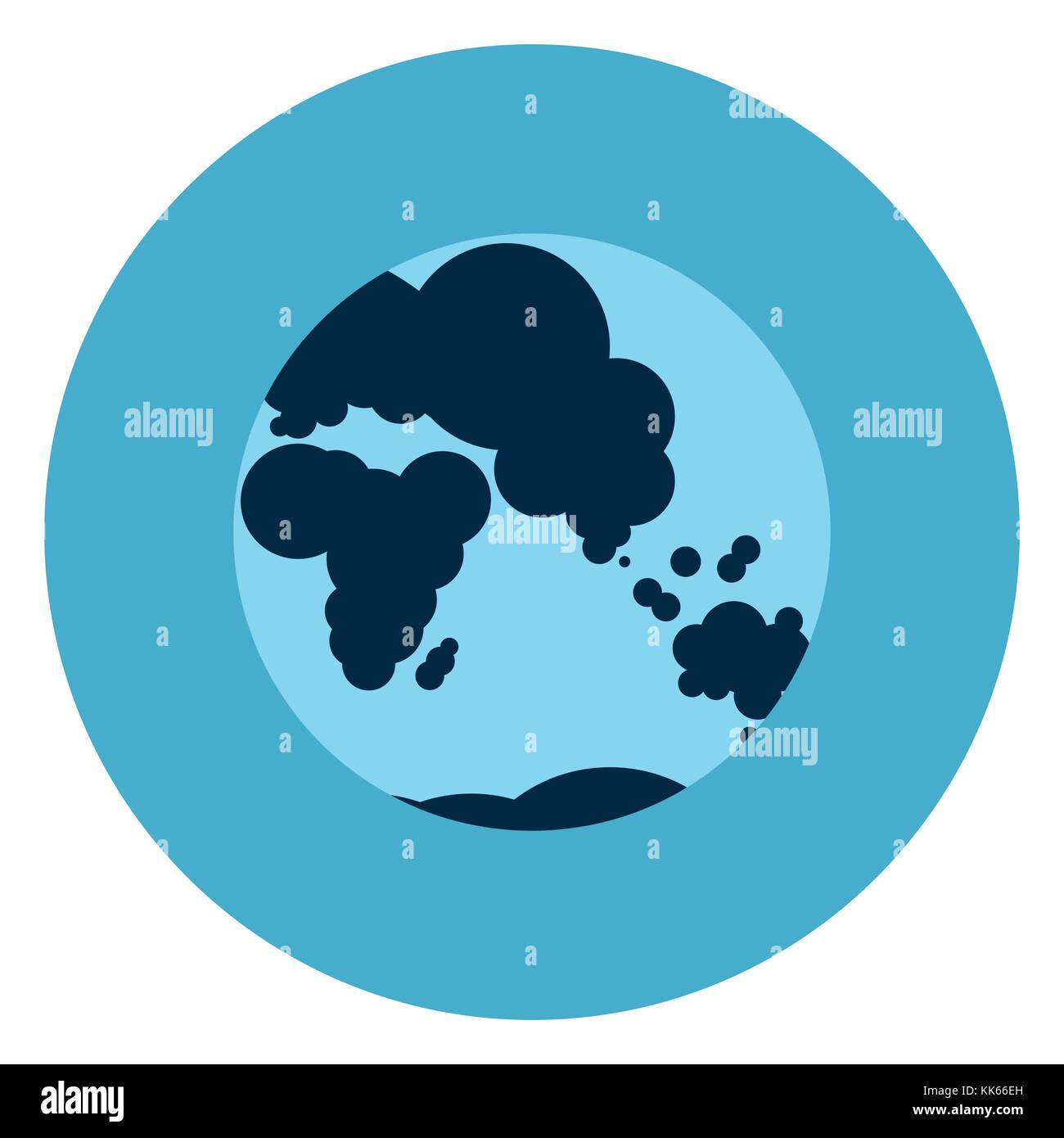 Earth Globe With Map Icon Web Button On Round Blue Background Stock ...