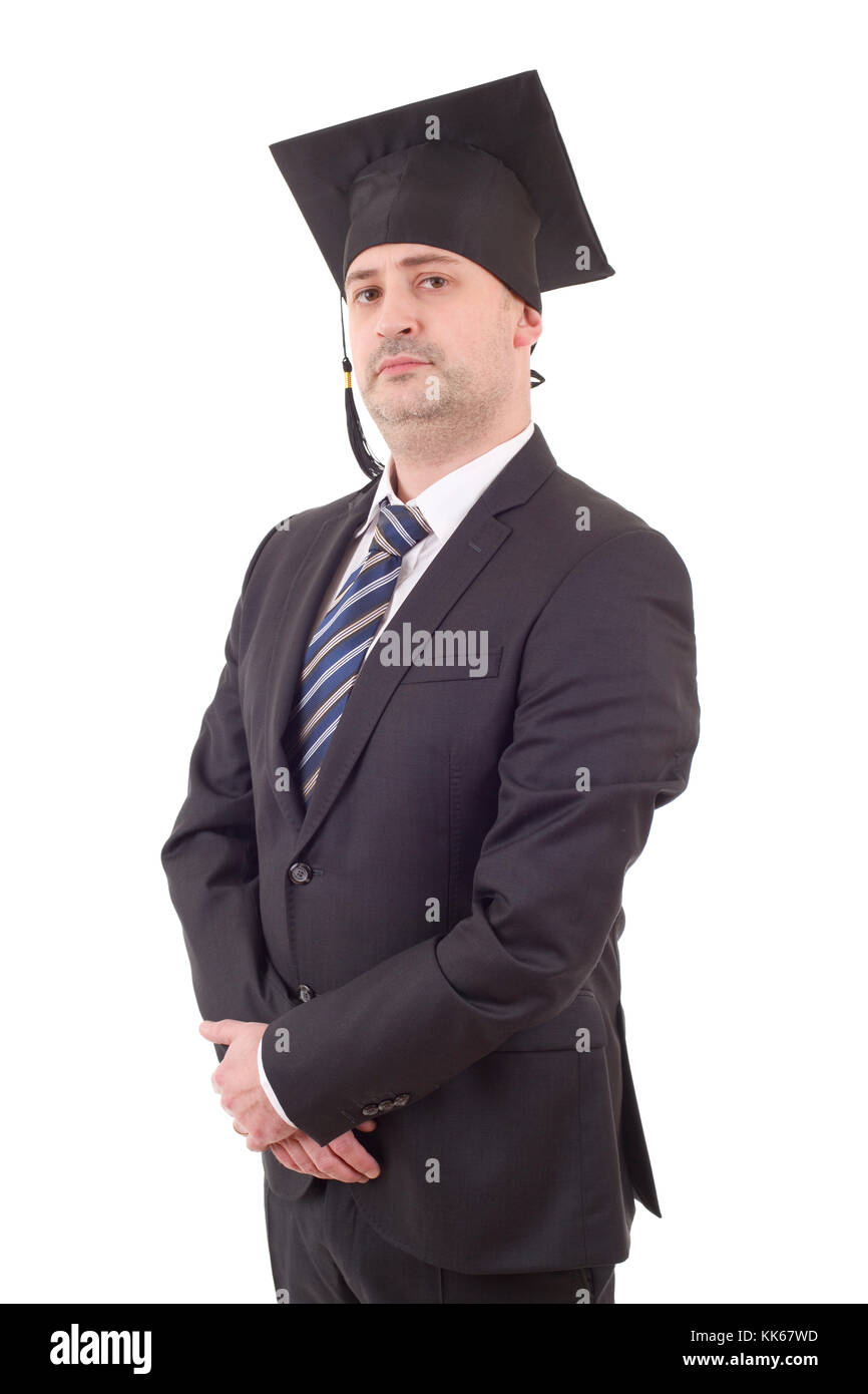 Proud male college professor standing isolated on white background ...
