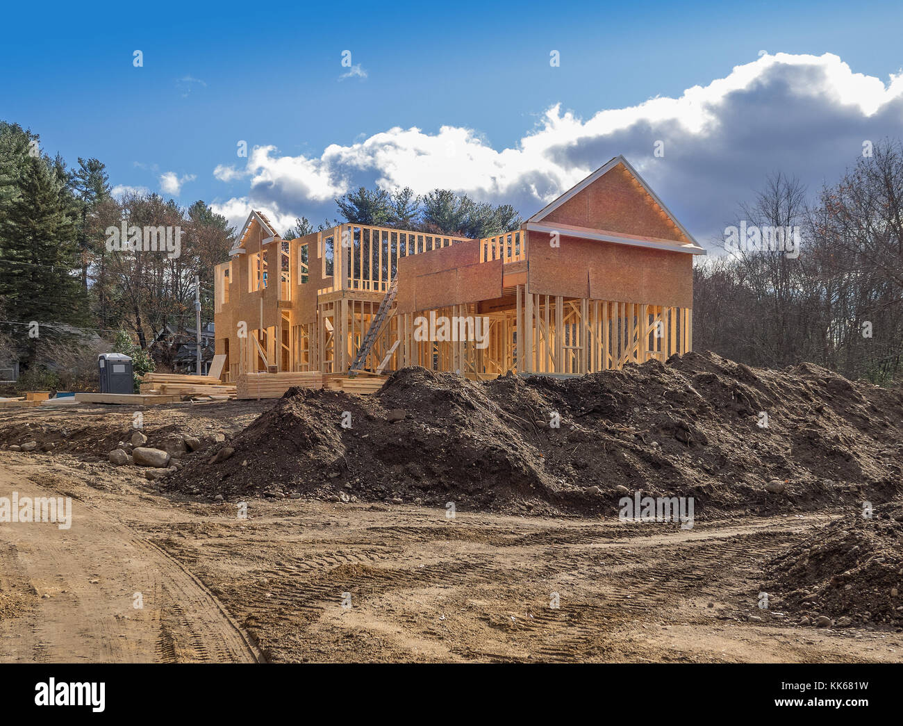 New house framing construction site Stock Photo - Alamy