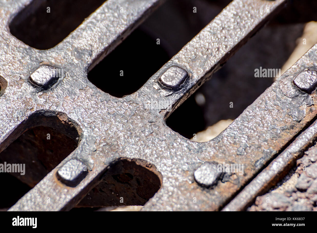 Close up of Metal grille of sewer, Pattern of square grate, Manhole ...