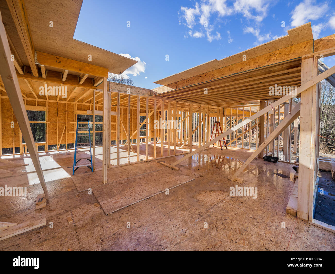 New house construction framing Stock Photo - Alamy