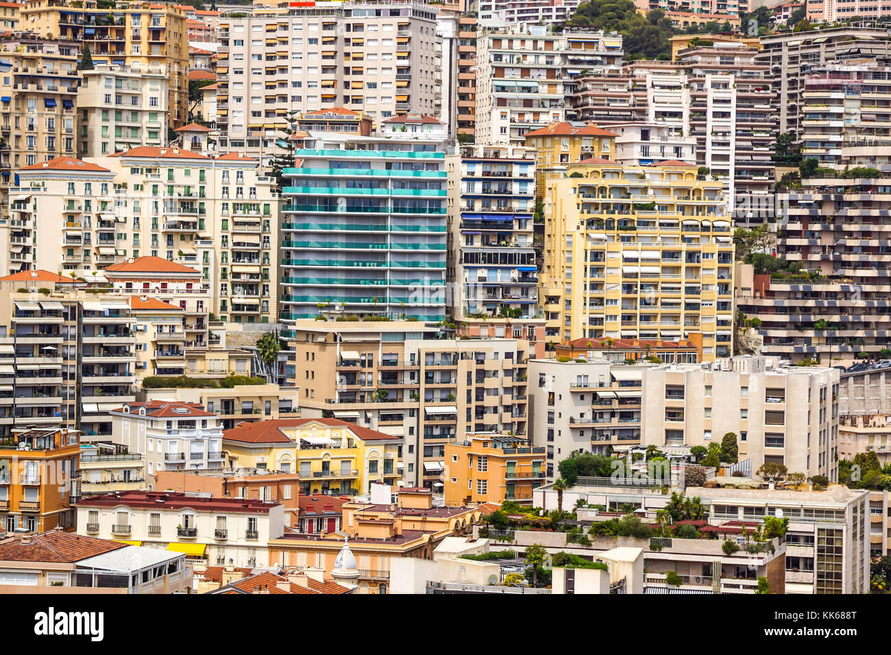 Aerial view of traditional red house roofs at the Montecarlo Town ...