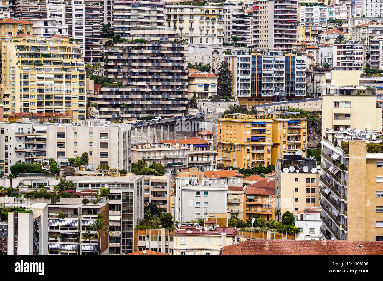 Aerial view of traditional red house roofs at the Montecarlo Town ...