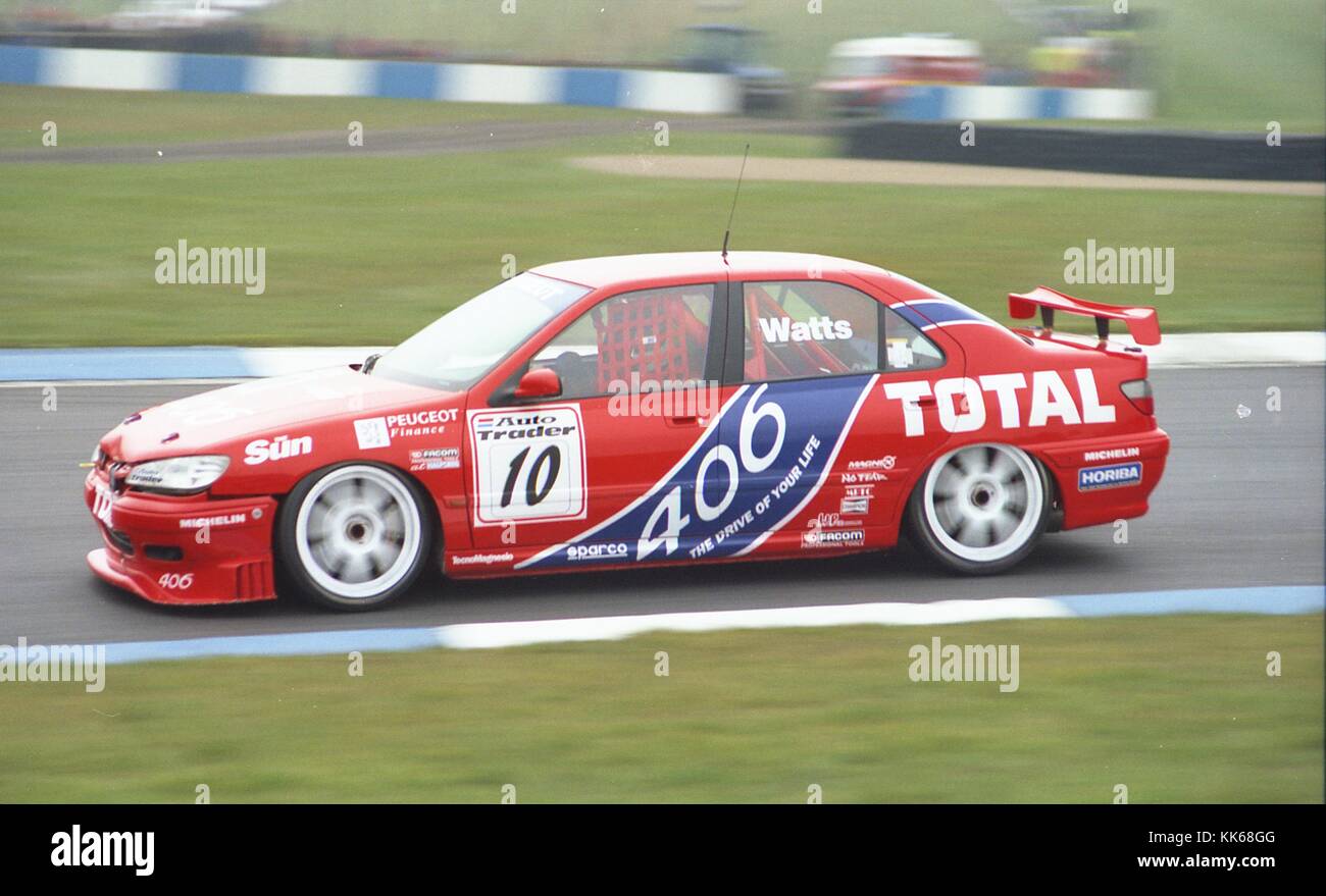 Patrick Watts in his Peugeot 406, 1996 British Touring Car Championship ...