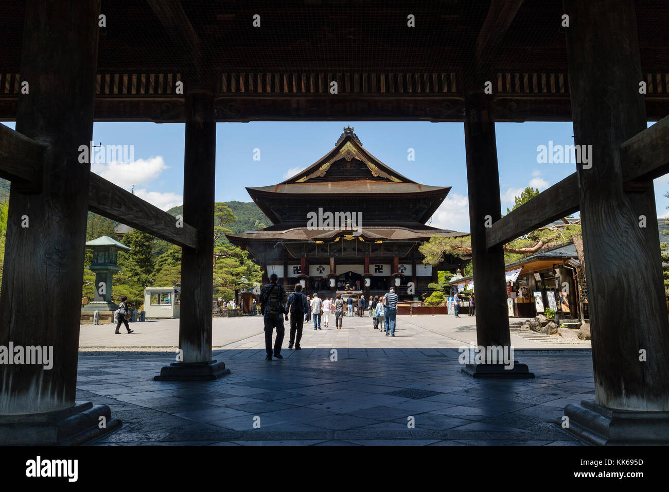 Nagano - Japan, June 5, 2017: Main hall of the important Buddhist ...