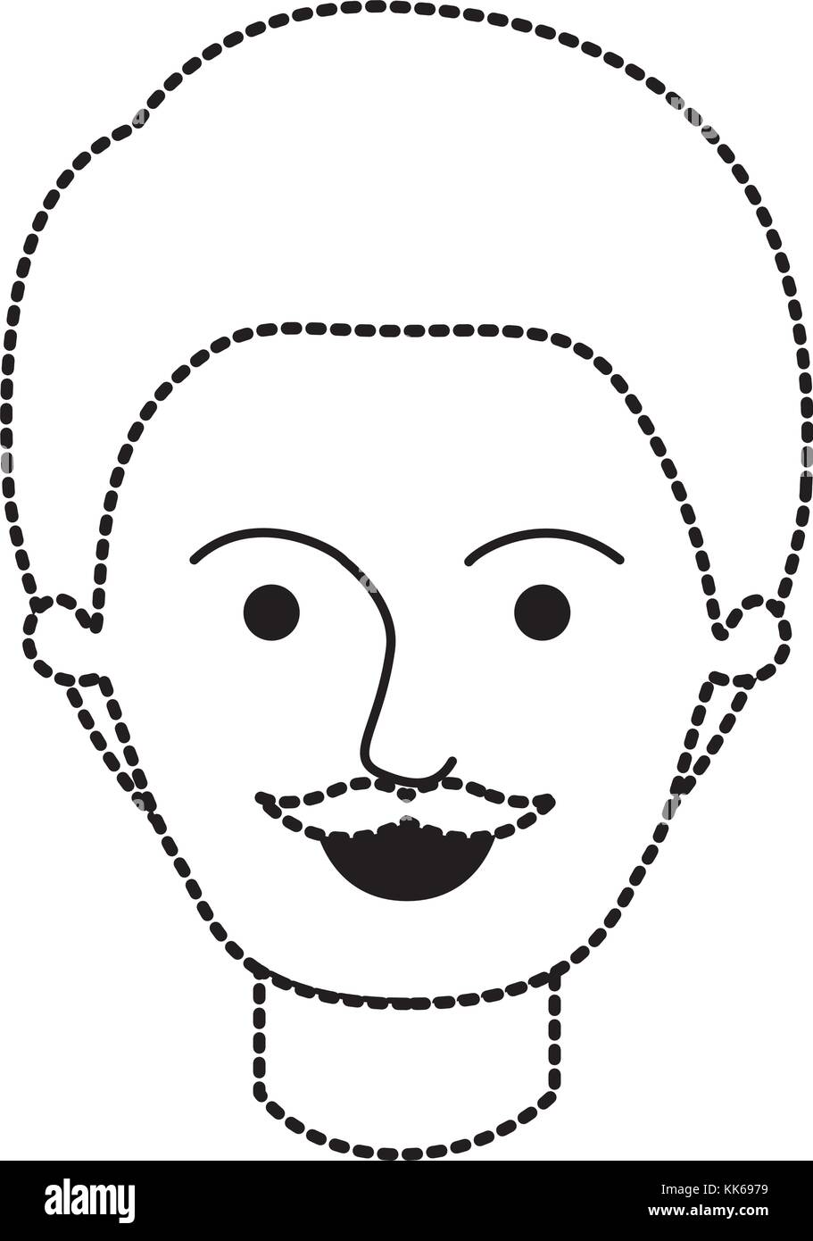 male face with short hair and moustache in black dotted silhouette ...