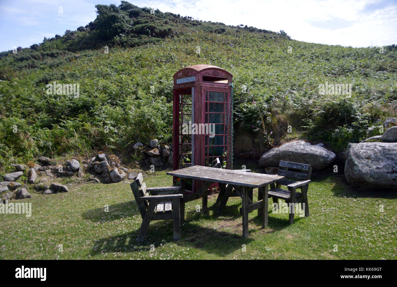 Red Telephone Box and Table & Chairs Outside the Fraggle Rock Bar ...