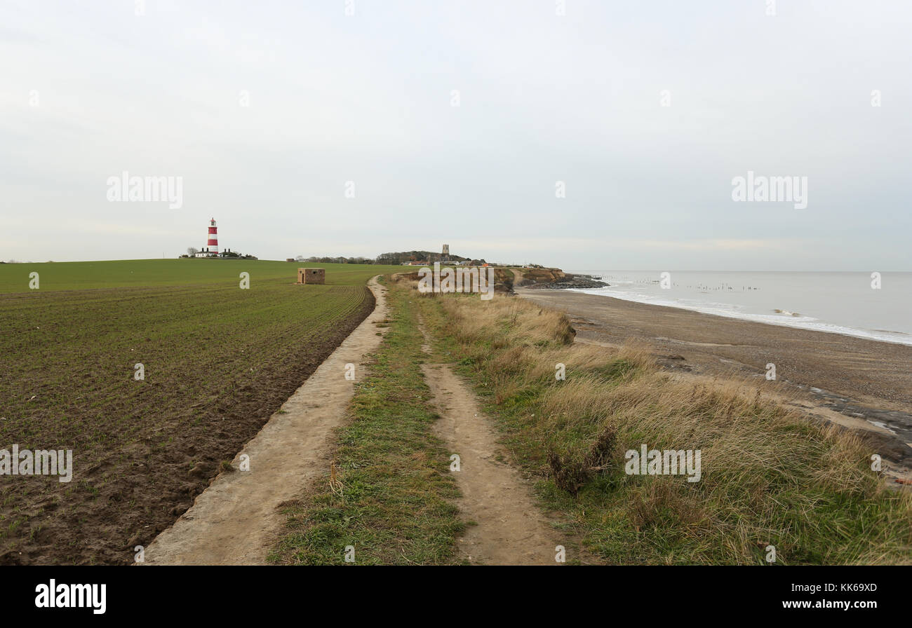 Landscape view of Happisburgh Lighthouse in Happisburgh on the North ...