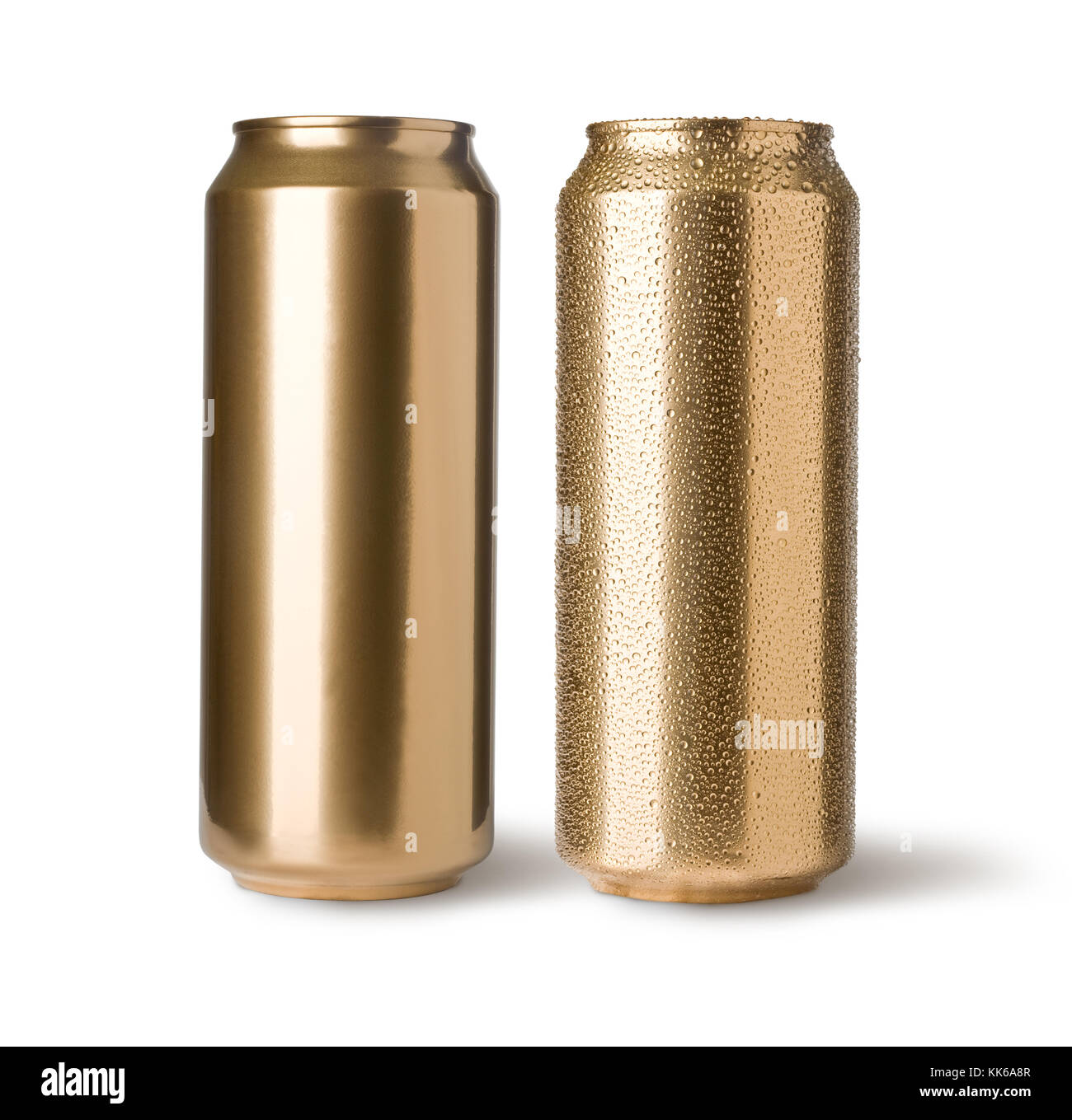 golden cans isolated on white Stock Photo - Alamy