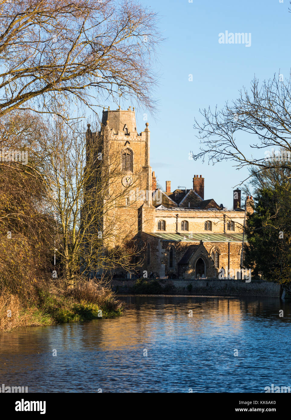 St James church on the River Great Ouse at Hemingford Grey ...