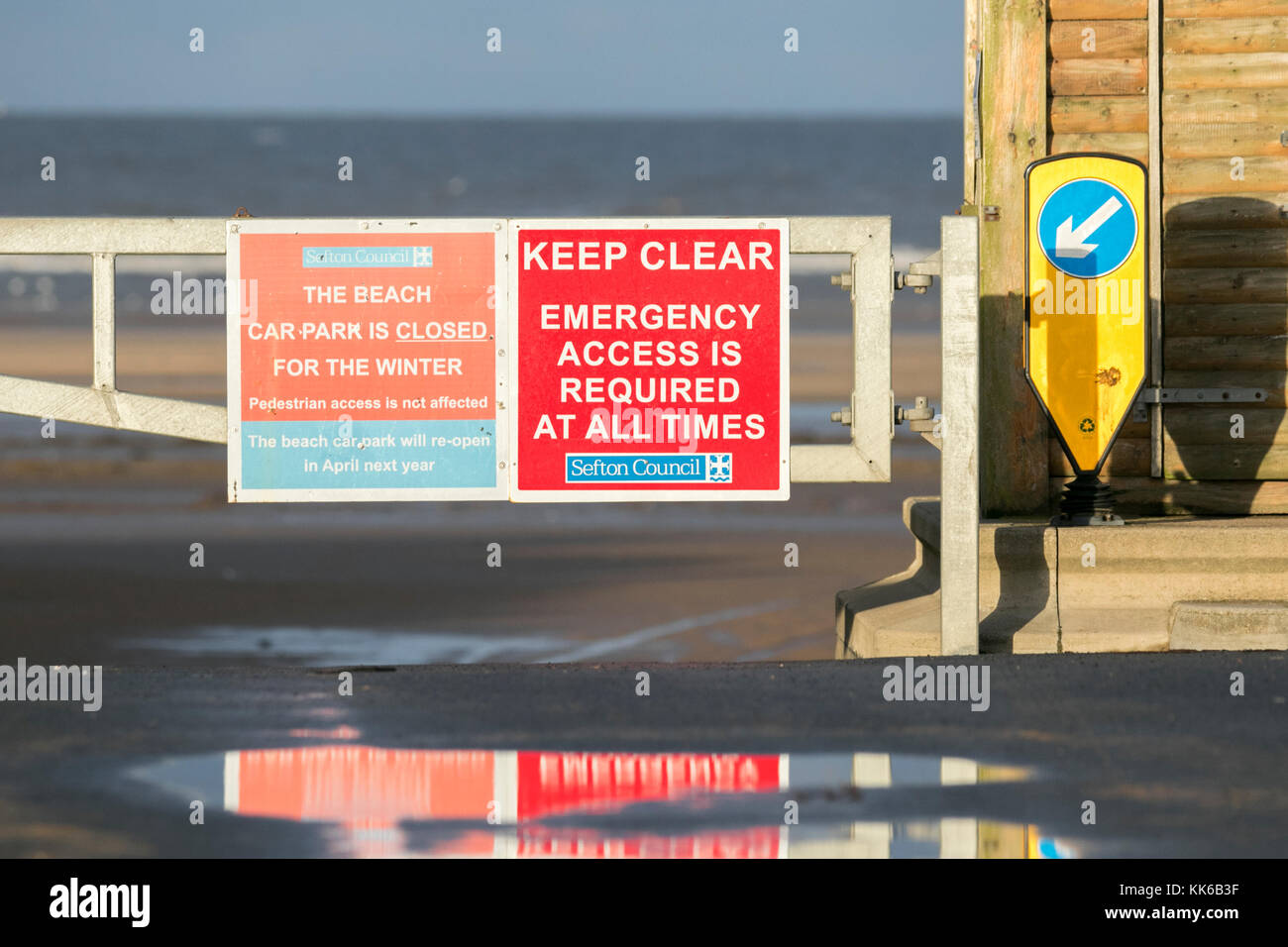 Emergency access required signs on entrance to public beach in ...