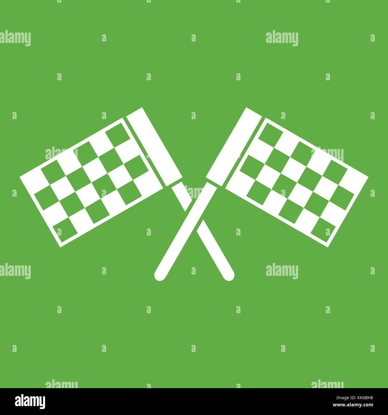 Crossed chequered flags icon green Stock Vector Image & Art - Alamy