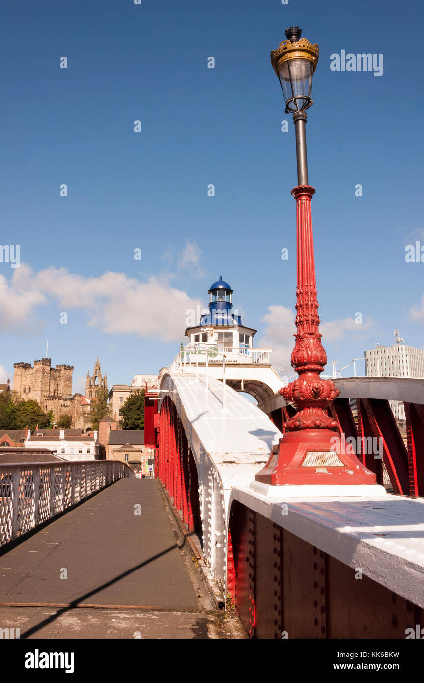 An ornate Victorian lamp post on the end of the swing bridge that ...